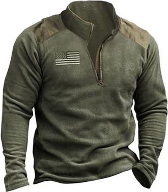 Generic Pull à col rond pour homme avec demi-fermeture éclair - Décontracté - Ample - Manches longues - Sweat à capuche dhiver, Jn, 3XL