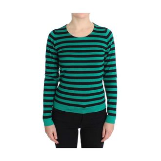 Dolce & Gabbana Luxuri&ouml;ser Gestreifter Kaschmir Seiden Pullover - - Knitwear - Damen - Gr&uuml;n - 2XS