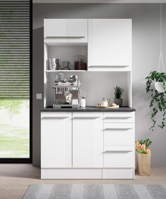 Casa home24 Buffet 120 x 211 x 60cm Wei&szlig;/Hochglanz Wei&szlig;