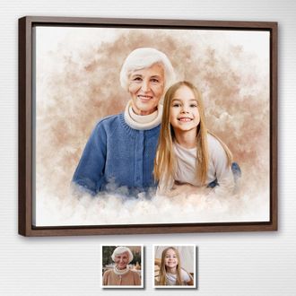 Generic Benutzerdefiniertes Familienportr&auml;t von Foto im Aquarellmalerei-Stil auf Leinwand (2)