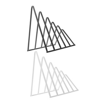 TOPBATHY 2 St&uuml;ck Stabiler Dreieckiges Eisen B&uuml;cherregal Schreibst&auml;nder f&uuml;r B&uuml;cher Akten Zeitschriften CD Ablage Desktop Organizer Schwarz Wei&szlig; f&uuml;r B&uuml;ro Zuhause