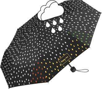 Happy Rain Happy Rain Schwarzer Regenschirm, Farbwechsel in nassen Regentropfen, mehrfarbig, Mini-Taschenschirm-Handöffner. 95 cm
