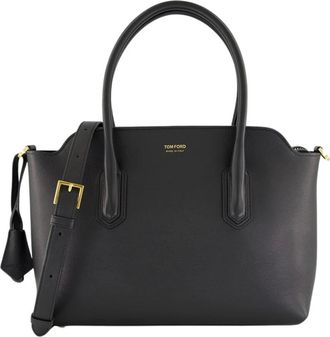 Tom Ford Femme, Sacs, Noir, Taille: ONE Size Sac à main en cuir grain moyen