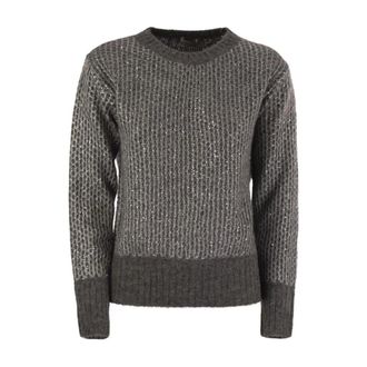 Herno Femme, Pulls, Gris, Taille: 42 FR Pull Ras du Cou en Tricot &agrave; Sequins