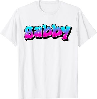 BDAZ Gabby Graffiti Personalisierter Name Blau Rosa Frauen M&auml;dchen T-Shirt