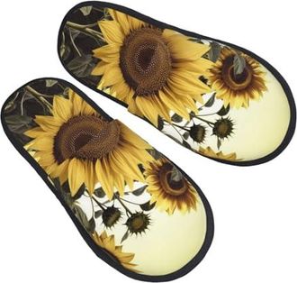 Generic Chaussons Fleur De Tournesol Jaune Antidérapantes Pantoufles En Coton Avec Semelle Caoutchouc Pantoufles Pour Chambre Hôtels DIntérieur L