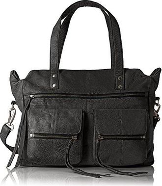 Pieces PCTEA LEATHER BAG, Sacs portés épaule femme - Noir - Noir, 35x28x11 cm (B x H x T)