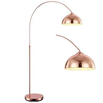 Globo Lighting LED Bogen Steh Lampe Stand Leuchte Kupfer-Farbe Beleuchtung Fußtrittschalter Höhenverstellbar Wohn- Schlaf- Ess- Zimmer
