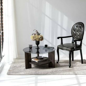 Dmora Wohnzimmertisch Alnitak, Niedriger Wohnzimmertisch, Kaffeeregal, Couchtisch für Sofa, 75x75h40 cm, Anthrazit und Braun