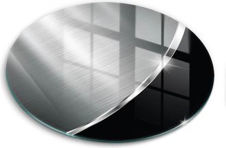 Generic Wallfluent Robuste mit Motiv Anti-Rutsch-Pads Rund Durchmesser 40cm Gehärtetem Glas Hartglas Für küche Schneidebrett - Abstraktion mit Metall