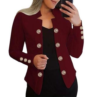 Generic Robe blazer décontractée ouverte sur le devant à double boutonnage, coupe ajustée, manches longues, blazer à revers cranté pour le travail et le burea