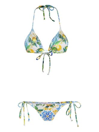 Brigitte bikini à citron imprimé - Blanc