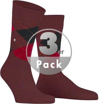 Burlington Herren Socken rot Schur-Wolle Gemustert
