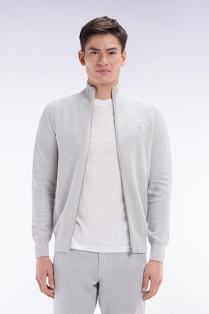 Eden Park Cardigan Zipp&eacute; En Coton Nid Dabeille Gris Coupe Droite