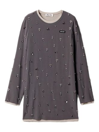Miu Miu Besticktes Minikleid - Grau
