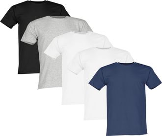 Fruit Of The Loom Original T Shirt 5er-Pack Herren, 2xWhite+1xNavy+1xBlack+1xGrey, 4XL