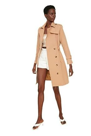 Trendyol Manteau Long Camel Archbreaker détaillé Trench Coat, 40 Femme