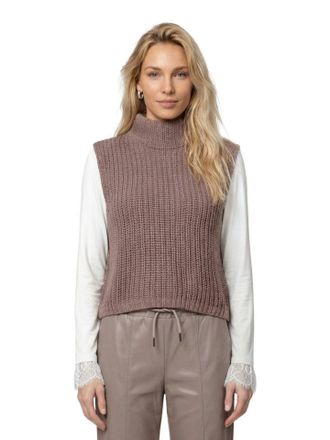 Monari Kurzarmpullover braun,Casual,Polyester,Strukturiert,Stehkragen,&Auml;rmellos,Regular Fit