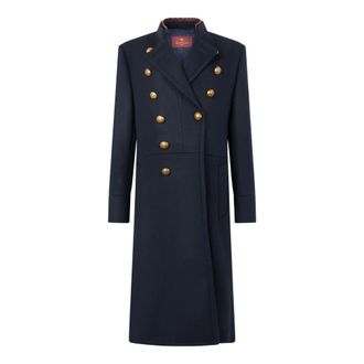 Etro Zweireihiger Mantel aus Wollmischgewebe - - Coats - Damen - Blau - S