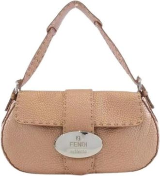 Fendi Sac bandouli&egrave;re Pre-owned en cuir m&eacute;tallis&eacute; Selleria - Femme - Pre-owned - Beige - Taille: ONE Size