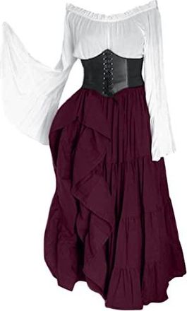 Onsoyours Robe M&eacute;di&eacute;vale Femme Renaissance Costume Robes Courte F Violet S