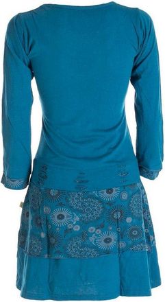 vishes Midikleid Langarm Keid Mandala Druck Rundhals Ausschnitt Boho Ethno, Festival, Goa Style