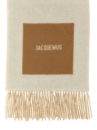 Jacquemus Virgin Wool Colorblock Scarf - Cream