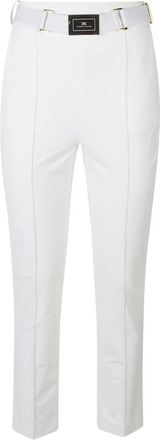 Elisabetta Franchi Femme, Pantalons, Blanc, Taille: 40 FR Pantalon en tissu technique bi-&eacute;lastique avec ceinture