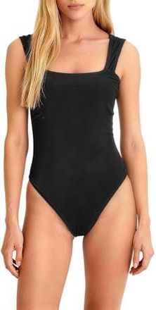 Alexis Leroy Body Femme Sans Manches D&eacute;coupe Carr&eacute;e Formant Sculpteur pour Tenues Quotidiennes Noir XL