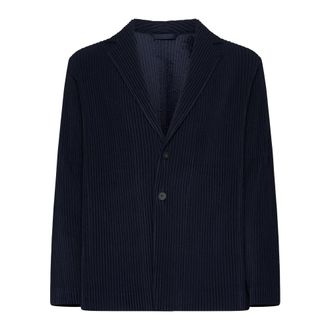 Issey Miyake Navy Blue Plissierter Blazer - - Jackets - Herren - Blau - L