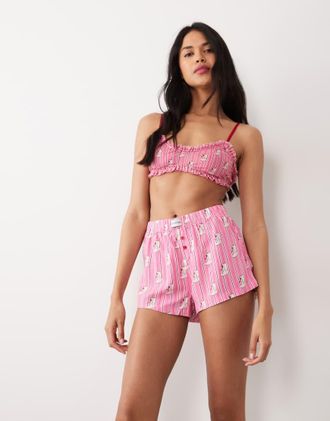 Wild Lovers Ines - Short style cale&ccedil;on &agrave; rayures et imprim&eacute; cowboy - Rose-multicolore