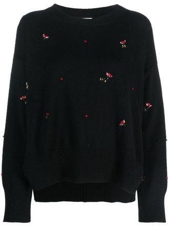 Barrie pull en cachemire à fleurs brodées - Noir