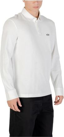 A|X Armani Exchange Homme, Tops, Blanc, Taille: XS Polo T-shirt &agrave; Manches Longues et Col Rond