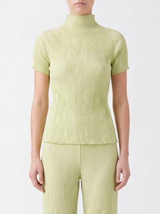 Issey Miyake Top &agrave; col roul&eacute; &agrave; manches courtes en cr&ecirc;pe froiss&eacute;