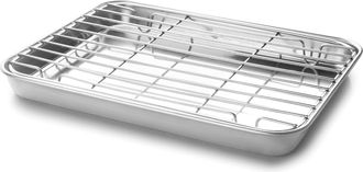 Lacor Lacor - 15567 - Tablett mit Gitter Essential, Tablett aus Edelstahl, hohe W&auml;rmeleitf&auml;higkeit, herausnehmbarer Rost, Geeignet f&uuml;r Backofen, Gefrierschr