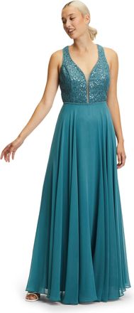 Vera Mont Damen Abendkleid mit Pailletten, Smoky Teal, 46