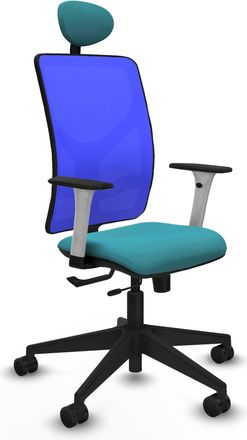 Piqueras y Crespo Drehbarer Schreibtischstuhl mit wei&szlig;en und schwarzen Armlehnen, h&ouml;henverstellbare Lendenwirbelst&uuml;tze und festes Kopfteil, ausgestattet mit Syncro/Tras