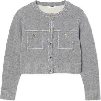 Sandro cardigan en cachemire à coutures contrastantes - Gris