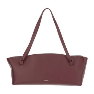 Jil Sander Leder Tote Tasche mit Rei&szlig;verschluss - - Bags - Damen - Rot - ONE SIZE