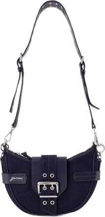 Ganni Hobo Bags - Bucky Small Crossbody - Cotton - Blue - Gr. unisize - in Schwarz - für Damen