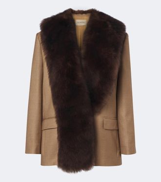 Valentino Garavani Veste en soie, laine et shearling