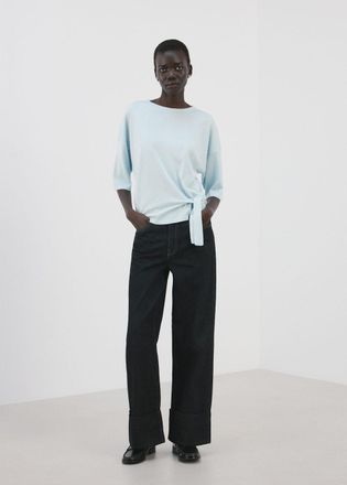 Mango Pull-over maille &agrave; naud bleu ciel - Femme - XS - MANGO