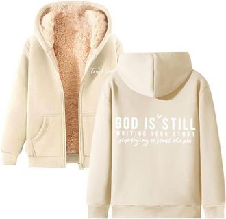 Generic Sweat &agrave; capuche d&eacute;contract&eacute; Essentials pour femme - Pull &agrave; capuche pour sport dhiver - Style occidental mignon - Fermeture &eacute;clair en fourrure - Avec c