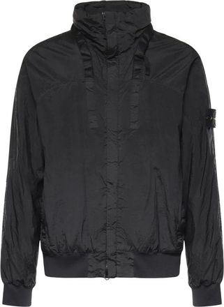 Stone Island Homme, Vestes, Noir, Taille: M Blouson Bomber en Nylon M&eacute;tallis&eacute; C&ocirc;tel&eacute;