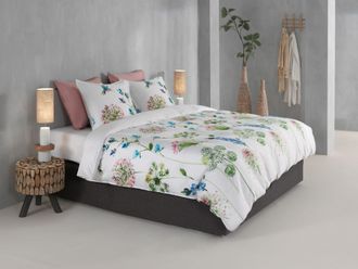 Zo!Home Mako-Satin Bettwäsche 155x220 Kolie Vögel Blumen rosa grün blau