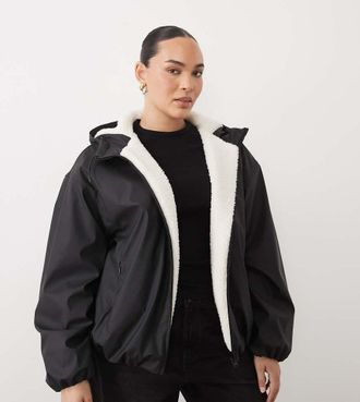Asos Curve ASOS DESIGN Curve bomber imperm&eacute;able effet caoutchout&eacute; noir