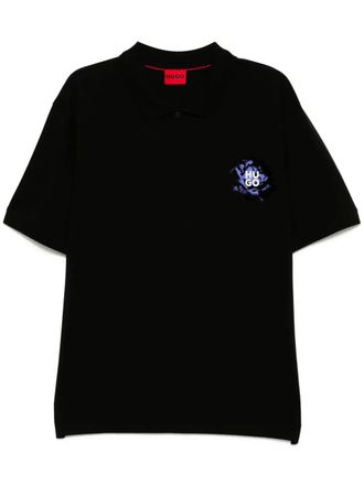 HUGO BOSS polo à logo imprimé - Noir