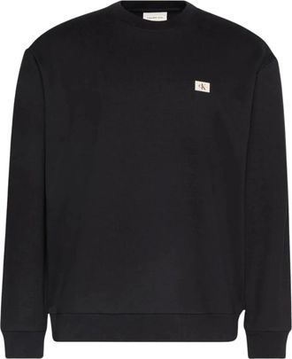 Calvin Klein Homme, Sweatshirts et sweats &agrave; capuche, Noir, Taille: L Monologo Fleece Crewneck SweaT-shirt