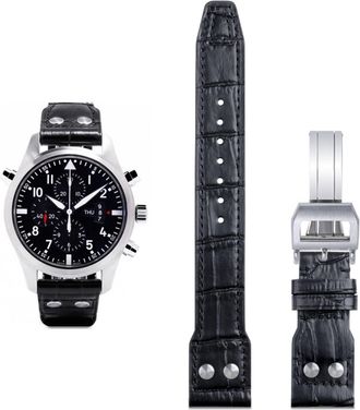 Generic TYKHGFS 21mm 22 mm Italien Cowhide Echtes weiches Leder -Uhrband für Pilot 18 Weiches braunes Uhrengurt Klaspeln