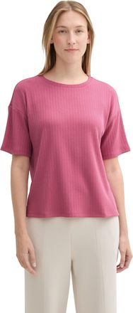 Tom Tailor Damen 1043125 Loose Fit T-Shirt mit RIPP, 16348-Pink Velvet, XL